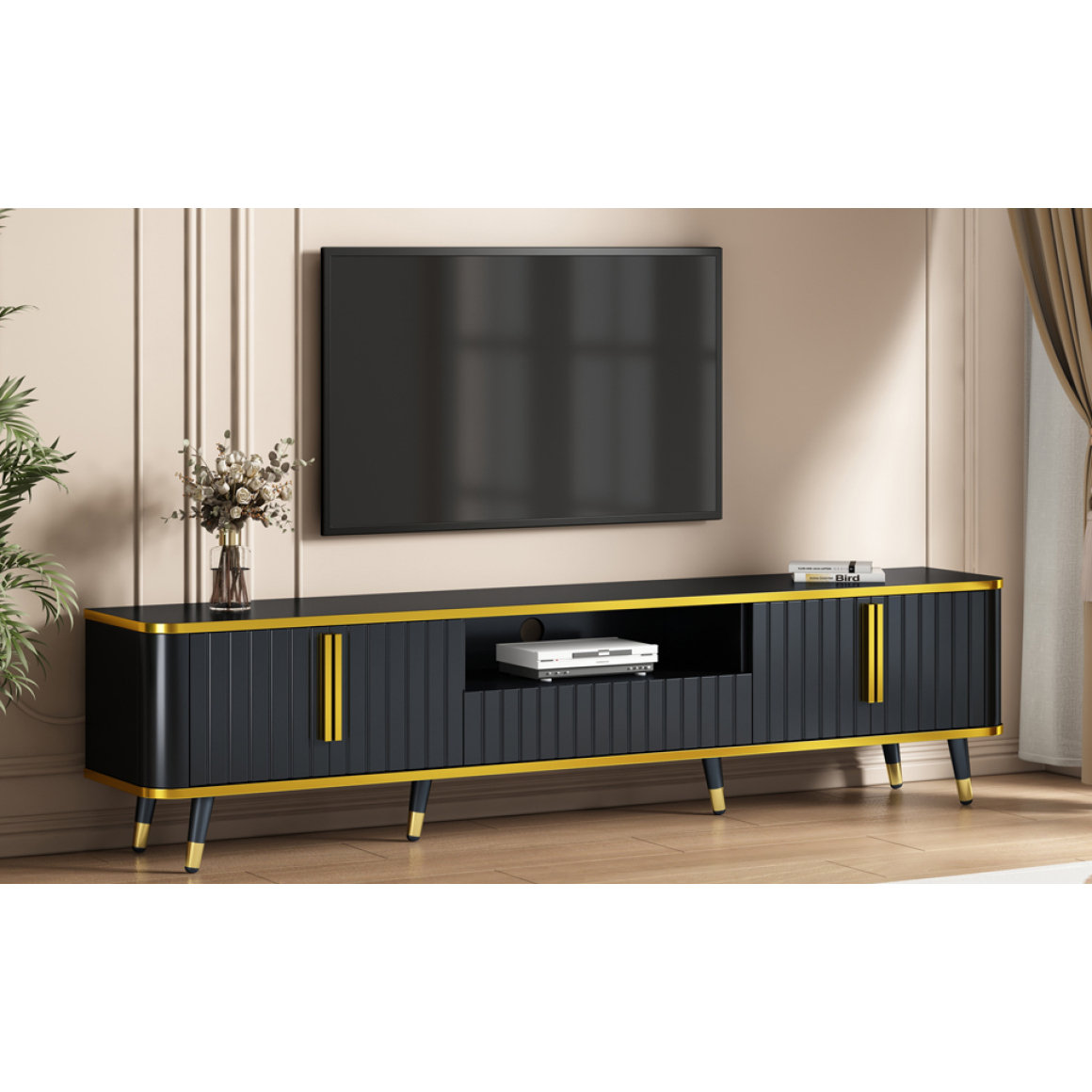 George Oliver Luxury Minimalism TV Stand With Open Storage Shelf For Tvs Up To 85 ...